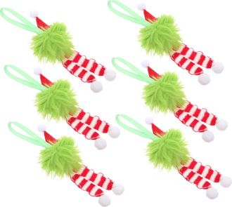 SOLUSTRE 6 Stück Teiliges Weihnachtsbaum Dekor Plüsch Anhänger mit Filzhut und Rot Weiß Gestreiftem Schal Leichte und Wiederverwendbare Weihnachtskugel zum Auf