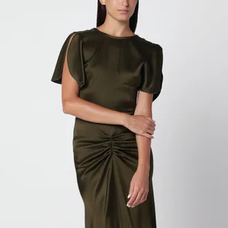 Victoria Beckham Bela gr&uuml;nes Cr&ecirc;pe-Satin-Top