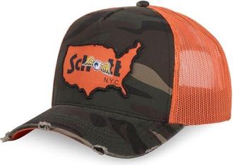 Von Dutch Casquette Homme & Femme x Schott, Casquette Trucker Ajustable avec Snapback TU