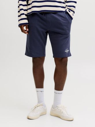 Jack & Jones Jogger Pants JACK & JONES JPSTGORDON BRANDON SWEAT SHORTS, Herren, Gr. M, N-Gr, blau (navy blazer), Web, Obermaterial: 65% Polyester, 35% Baumwolle, u