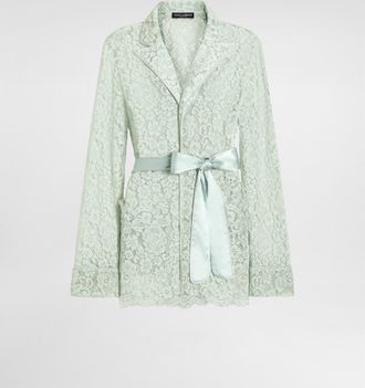 Dolce & Gabbana Lace Vanity Shirt - Frau Blusen Und Tops Green Spitze 46