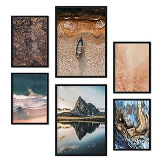 Nacnic Ensemble de 6 affiches Photographie de Croatie. Tableaux dart mural Art mural pour la d&eacute;coration du salon couloir - A3 et A4 - Avec cadres noirs