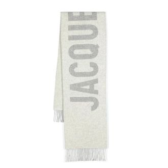 Jacquemus Hellgrauer Wolle Logo Fransenschal - - Accessories - unisex - Grau - ONE SIZE