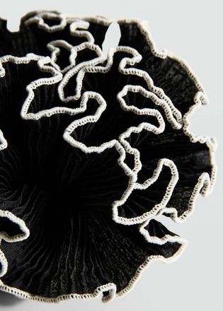 Mango Chouchou fleuri avec liser&eacute; contrast&eacute; noir - Femme - Taille unique - MANGO