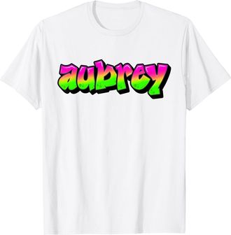 BDAZ Aubrey Graffiti Personalisierter Name Gr&uuml;n Rosa Frauen M&auml;dchen T-Shirt