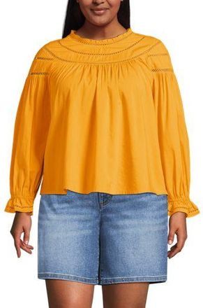 Lands End Voile-Bluse aus Baumwollmix, Damen, Größe:48-50 plus, Orange, Baumwoll-Mischung/Viskose-Mischung/Baumwolle Modal, by Lands End