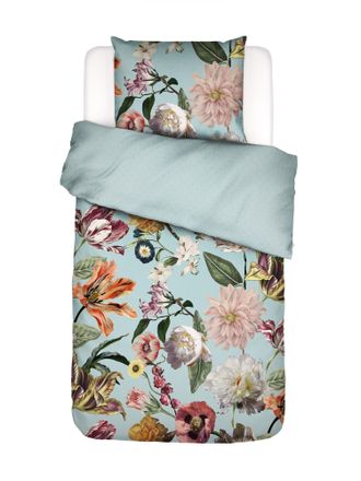 Essenza Bettw&auml;sche Filou Pastellblau, 155x220 + 1x 80x80 cm - 100% Baumwollsatin 209TC - Blumen
