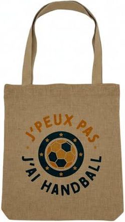 Fabulous Sac Shopping Tote Bag Aspect Lin - JPeux Pas Jai Handball France Sport - Sac de Courses Toile Epaisse 360g Beige Naturel Cabas Port&eacute; Epaule Solide Imp