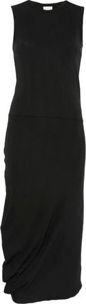 Calvin Klein Femme, Robes, Noir, Taille: 38 FR Ribbed Cotton Asymmetric Midi Dress