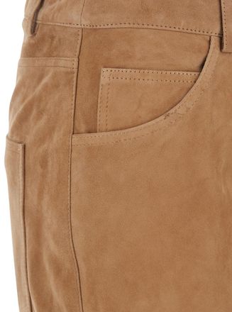 Arma Womens Beige Suede Trousers With Belt Loop Goat