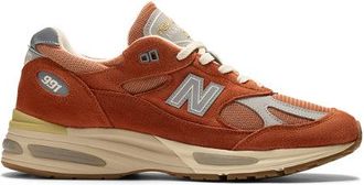 New Balance Unisex Made in UK 991v2 Vintage Sports in Orange/Grau, Wildleder/Mesh, Gr&ouml;&szlig;e 37.5