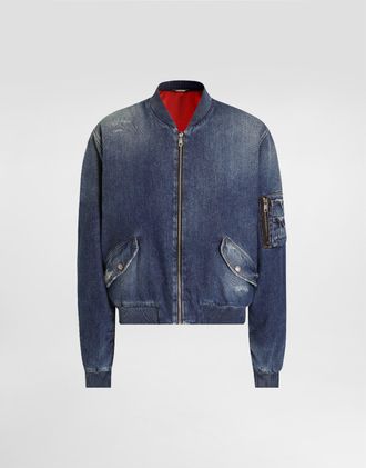 Dolce & Gabbana Denim Bomber Jacket - Mann Jeans Mehrfarbig 52