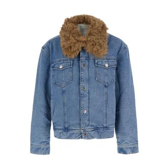 Ami Veste en jean &agrave; col en shearling - Homme - Vestes - Bleu - Taille: M
