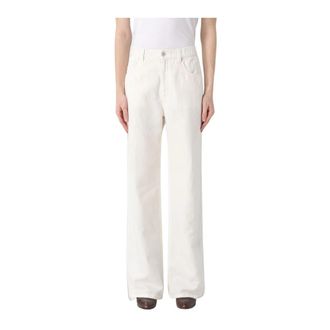 Brunello Cucinelli Weite Baumwoll-Leinen-Jeans - - Trousers - Damen - Beige - M