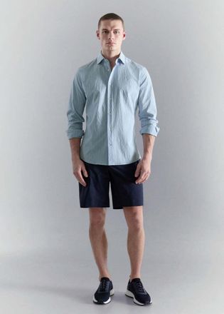 Mango Chemise rayures tennis effet froiss&eacute; bleu ciel - Homme - XXL - MANGO MAN