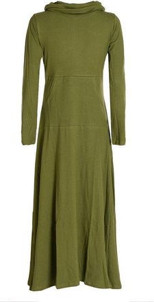 vishes Maxikleid Damen Maxi-Kleid Baumwolle Casual Rollkragen mit Tasche Alternative Bekleidung, Ethno, Hippie, Retro Style