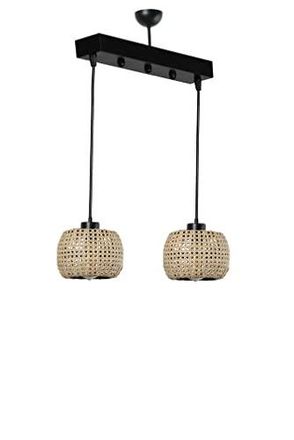 Opviq Elegant Rattan Chandelier, Adjustable Height 45 cm, 16 cm Diameter, 70 cm Tall | E27 Socket, Max 40W | Bohemian & Scandinavian Design for Stylish Spac