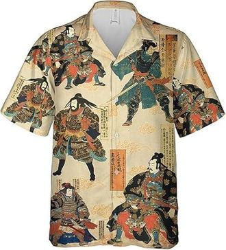 Keephen Japonais Samoura&iuml; Impression 3D Chemise Hawaiienne Femmes Hommes Chemise &agrave; Boutons Casual Bowling Chemise &Eacute;t&eacute; Manches Courtes Chemisier
