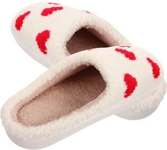 BESTONZON Healeved Pantoufles DHiver Moelleuses pour Couples en Coton Doux Taille 40/41 Adapt&eacute;e 39-40 Couleur Rouge Motif Coeur Pantoufles DInt&eacute;rieur Chaudes et
