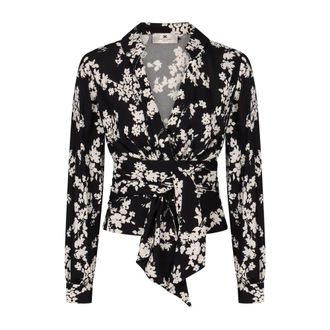 Elisabetta Franchi Georgette Bluse mit Sch&auml;rpe - - Blouses & Shirts - Damen - Schwarzk - XS