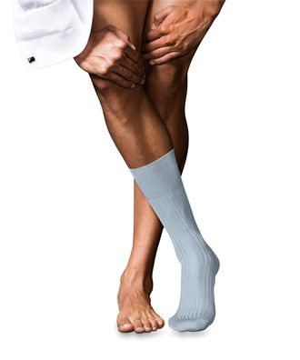 Falke Herren Socken No. 10 M So Pure Fil d&acute;&Eacute;cosse Baumwolle einfarbig 1 Paar, Blau Light Blue 6594, 41-42