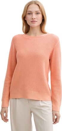 Tom Tailor Damen Strickpullover aus Bio-Baumwolle, 37121 - Grapefruit, XS