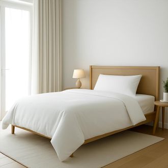 Pizuna 600 Fadenzahl aus Baumwolle Bettw&auml;sche Wei&szlig;, 100% Langstaple Baumwolle Bettbezug und Kissenbezug, 100% Baumwolle Mako Satin 2-Teilig Bettw&auml;scheset 155