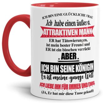 Tassendruck Partner-Tasse Ich Bin Seine K&ouml;nigin/Liebe/Paar/Mann & Frau/Innen & Henkel Rot
