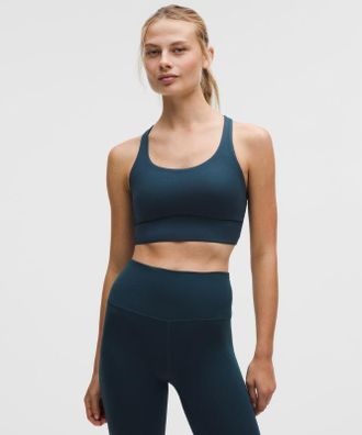 lululemon Energy Longline-BH mit mittlerem Halt f&uuml;r B-D-Cups Evolve f&uuml;r Frauen - Gr&ouml;&szlig;e 2XS in Indochine Blue