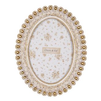 Clayre & Eef Bilderrahmen 13x18 cm Goldfarbig Kunststoff Glas Oval