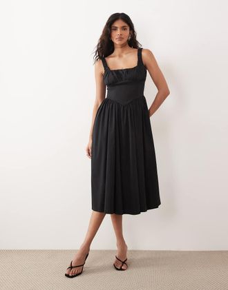 Gina Tricot Gina Tricot - Robe corset mi-longue - Noir