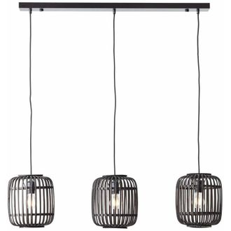 Brilliant Lampe, Woodrow Pendelleuchte, 3-flammig holz dunkel/schwarz, Metall/Bambus, 3x A60, E27, 60W,Normallampen (nicht enthalten) - Brilliant
