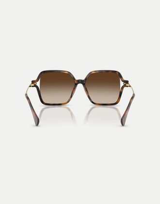 Ralph Lauren lunettes de soleil carr&eacute;es avec verres marron en havane fonc&eacute; brillant