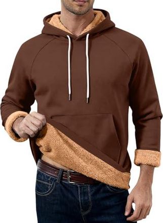 Generic Sweat &agrave; capuche pour homme - Cordon de serrage - T-shirt &agrave; manches longues - Couleur unie - Sweat &agrave; capuche doubl&eacute; - Confortable - Pull en polaire d&eacute;c