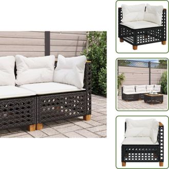 vidaXL Garten-Ecksofa mit Kissen Schwarz Poly Rattan - Outdoor M&ouml;bel - Gartengestell - Lounge Set - Esszimmergarnitur - Balkonm&ouml;bel