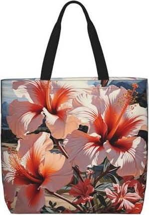 Generic Fleurs DHawa&iuml; Sac Fourre-Tout Grand Sacs De Courses L&eacute;ger Sac Courses Pour Travail Shopping Quotidienne