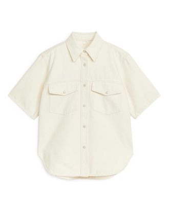 Arket Kurzarmhemd Aus Denim -Weiß