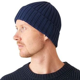 Charm by Casualbox Bonnet Homme Femme Fisherman Beanie de 100% Coton - Unisexe Chapeau Docker Cap Marin Tricoter Classique Conception Simple Strié Navy