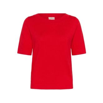 Kaffe Roter Bootsausschnitt Pullover Strick - - Knitwear - Damen - Rot - L