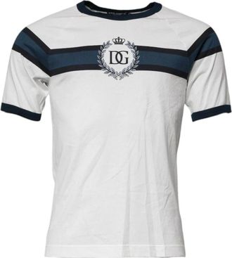 Dolce & Gabbana Homme, Tops, Blanc, Taille: XS Short Sleeve Crew Neck TShirt