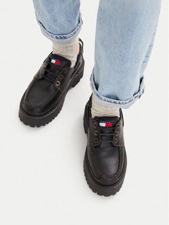 Tommy Jeans Halbschuhe Archive 01 Boat Shoe Leather EN0EN03003 Schwarz