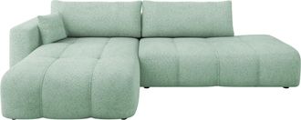 Mirjan24 Ecksofa mit Bettkasten Furyn O Boucle, Eckcouch Couch mit Schlaffunktion, Wohnlandschaft, Bettfunktion, Design L-Form Sofa (Coral 55, Seite: Links)