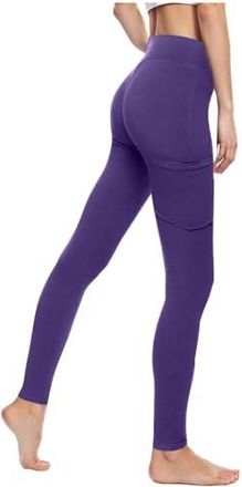 Generic Legging extensible pour femme - Pour entra&icirc;nement, course &agrave; pied, gym, fitness, gym, taille haute - Contr&ocirc;le du ventre, violet, XXL