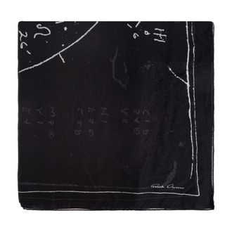 Rick Owens Homme, Accessoires, Noir, Taille: ONE Size Cotton Scarf