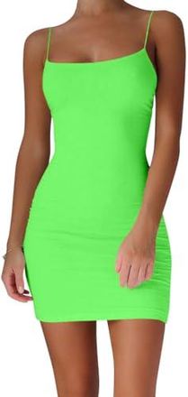 Onsoyours Robe De Soirée Femme Été Hanging Neck Bandages Robe Mesdames sans Manches Imprimé Floral Casual Robe De Plage A Vert 42