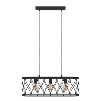 Eglo Pendelleuchte Giltspur, 3 flammige H&auml;ngelampe, H&auml;ngeleuchte aus Metall in Schwarz, Esstischlampe, Wohnzimmerlampe h&auml;ngend mit E27 Fassung