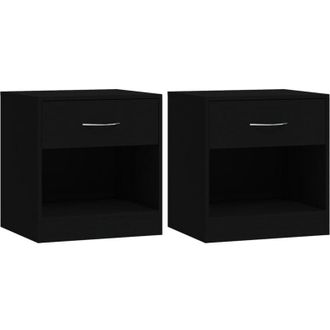 vidaXL Nachttische 2 Stk. mit Schublade Schwarz Vidaxl