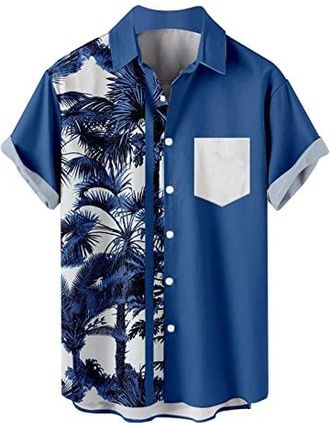 Generic Chemise hawa&iuml;enne amusante &agrave; manches courtes pour homme - Motif tropical - Plage tropicale - Cara&iuml;bes - Chemise de croisi&egrave;re hawa&iuml;enne - Palmier d&eacute;t&eacute; 