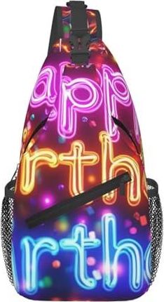 Generic Sac &agrave; bandouli&egrave;re n&eacute;on Happy Birthday - Sac &agrave; dos de voyage pour homme - Sac &agrave; dos de randonn&eacute;e