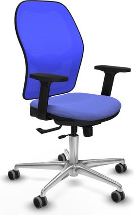 Piqueras y Crespo Drehbarer Schreibtischstuhl mit 2D-Armen, h&ouml;henverstellbare Lendenwirbelst&uuml;tze, ausgestattet mit Syncro/Traslack und injiziertem Schaumstoff, Blau/Hel